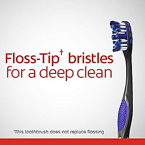 Colgate 360 Advanced Floss Tip Toothbrush, Soft Toothbrush for Adults, 4 Pack