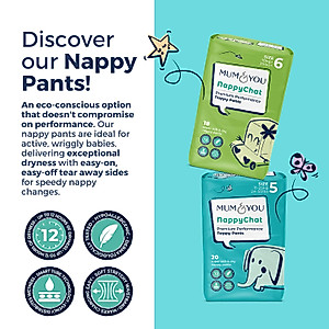 Mum & You Nappychat Premium Performance Eco Diapers, Size 5 (36 Diapers) Smart Tube Technology Leak Protection. 100% Recyclable. Hypoallergenic, Dermatologically-Tested. No Lotion, Perfume or Dyes.