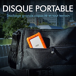 LaCie Rugged Mini, 5T,B USB 3.0 Portable 2.5 inch External Hard Drive for PC and Mac, Orange/Grey, with Rescue Services (STJJ5000400)