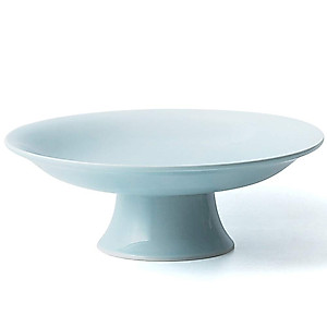Kelendle Ceramic Footed Bowl Round Pedestal Bowl Fruit Bowl Holder Dessert Display Stand Decorative for Kitchen Counter Centerpiece Table Decor Serving Fruit Tray L- 8.3"