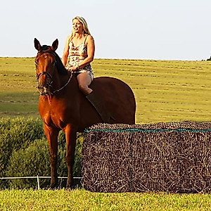 2 Pcs Square Bale Hay Net 5 mm Thick 47 x 20 x 20 Inch Black Large Bale Net Slow Feed Hay Bags Horse Feeding Supplies for Horses Mules Goat Cattle Stalls Barn Feed Decor (Square, 47 x 20 x 20 Inch)
