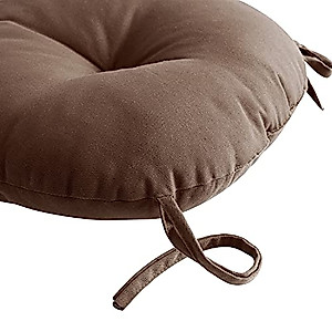 Sweet Home Collection Outdoor Furniture Cushion Bistro Chair Pads Premium Comfortable Thick Fiber Fill Tufted 15" x 15" Patio Seat Cover with Ties, 2 Count (Pack of 1), Coffee