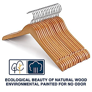 Ulimart Wooden Hangers Pack of 20 Wooden Shirt Hangers Durable Wood Hangers Ideal for Laundry & Everyday Use,Heavy Duty Hangers Clothes Hanger for Dress,Coats, Camisole,(Natural)