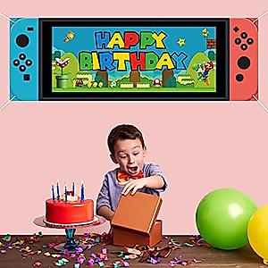 Mario Backdrop Super Brother Adventure Background Themed Party Birthday Party Decorations Super Bros Mario Themed Birthday Party Baby Shower Supplies Studio Props,82.7*27.6 Inch