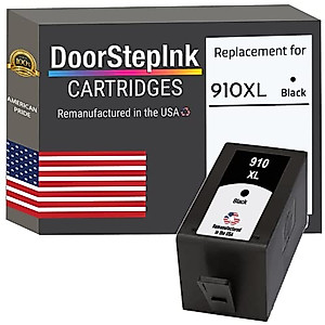 DoorStepInk Remanufactured in The USA Ink Cartridge Replacements for HP 910XL Black for Printers Officejet Pro 8010 Series 8012 8014 8015 8020 8021 8022 8023 8024 8025 8025e 8026 8028 8030-910 XL