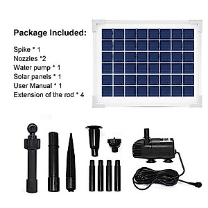ECO-WORTHY Solar Fountain Water Pump Kit, 124 GPH Brushless Submersible Powered Pump with 5 W Solar Panel for Bird Bath, Small Pond, Garden Decoration, Pool, Patio, Lawn……