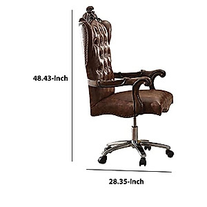 ACME Versailles Executive Chair w/Swivel & Lift - 92282 - 2-Tone Light Brown PU & Cherry Oak