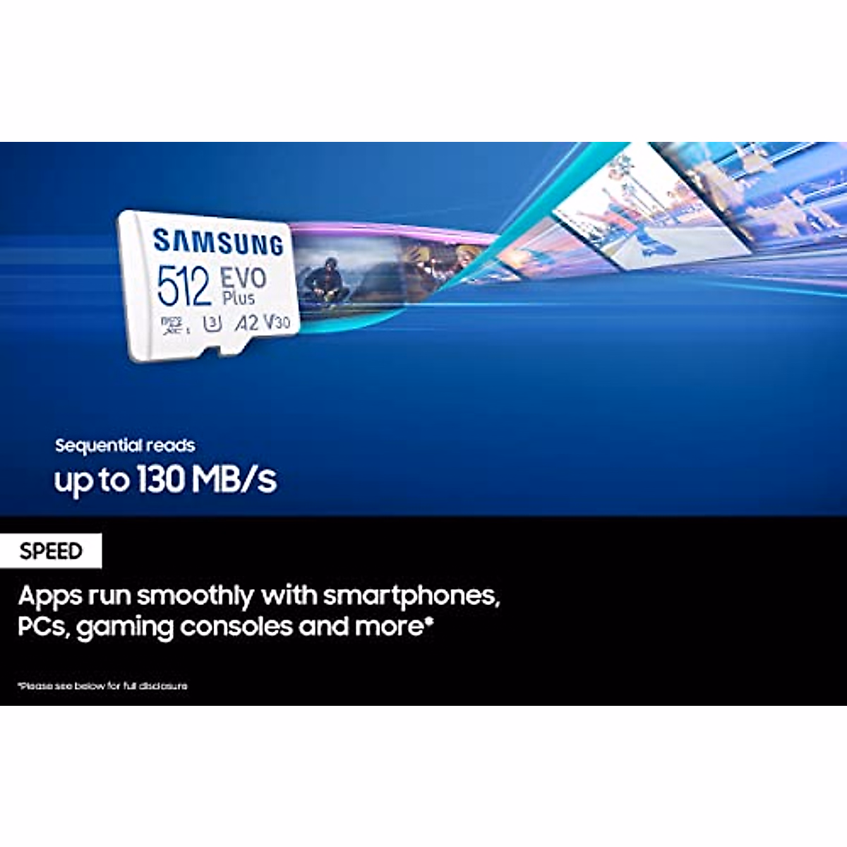 SAMSUNG EVO Plus w/ SD Adaptor 512GB Micro SDXC, Up-to 130MB/s, Expanded Storage for Gaming Devices, Android Tablets and Smart Phones, Memory Card, MB-MC512KA/AM, 2021