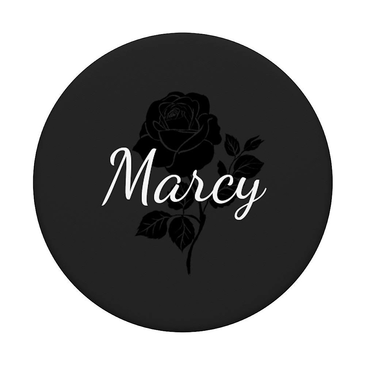 Marcy - Floral Black Rose Gray Personalized First Name PopSockets PopGrip: Swappable Grip for Phones & Tablets