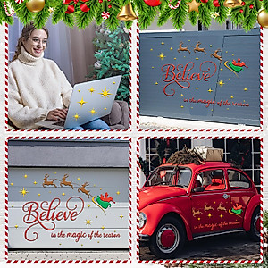 Landhoow 41 Pcs Magnetic Christmas Garage Door Decorations Christmas Garage Magnets Believe Quote Stickers Magnetic Holiday Santa Claus Reindeer Star Car Decal Magnets for Home Party Decor