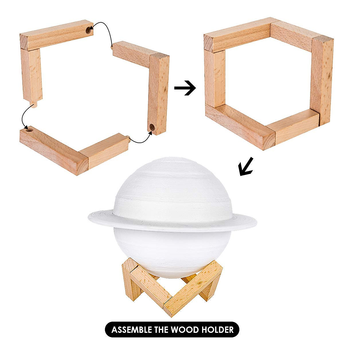 SOONHUA Saturn Lamp, 8.6 inch Moon Lamp 16 Colors LED Moon Night Light USB Rechargeable with Remote&Touch Control Bedside Lamp Gifts for Boys Girls Kids Friends Birthday