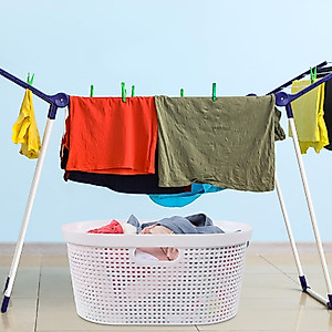 Haodehen Set of 4 Laundry Baskets, 40 L Plastic Storage Hamper with Cut-Out Handles, White