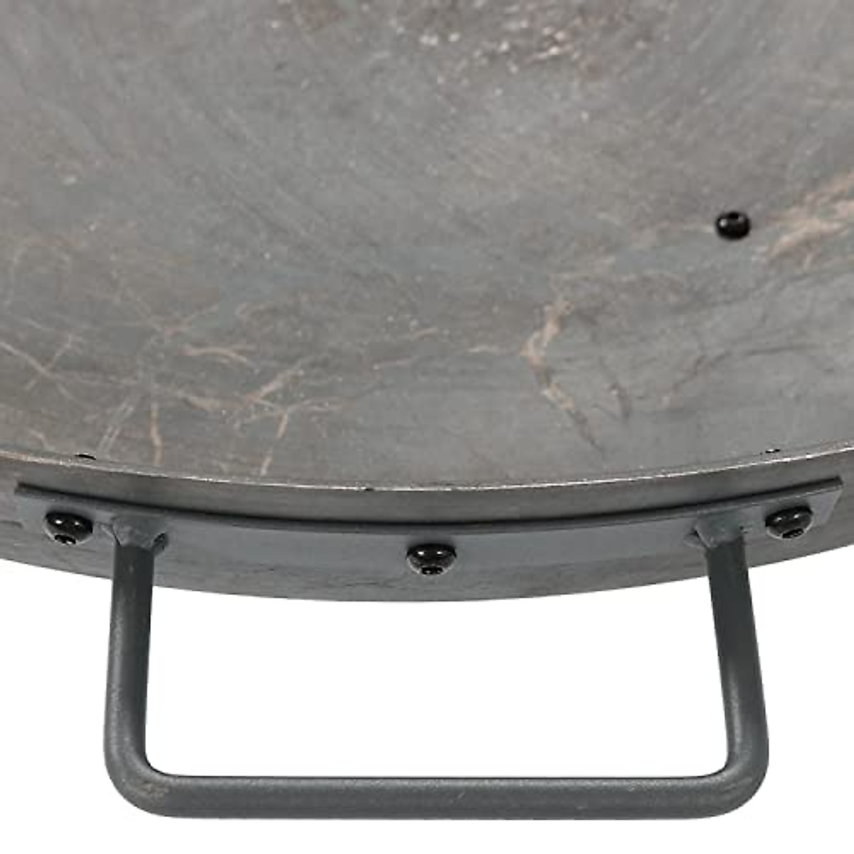 Sunnydaze 34-Inch Rustic Cast Iron Outdoor Raised Fire Pit Bowl with Handles - Steel Finish