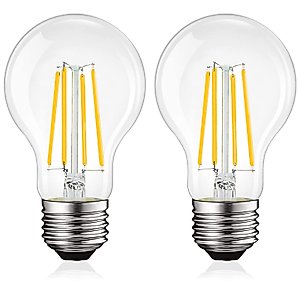 LUXRITE Vintage A19 LED Light Bulbs 100 Watt Equivalent, 1600 Lumens, 3000K Soft White, Dimmable Edison Light Bulbs, 12W, Damp Rated, UL Listed, Clear Glass Filament Bulb, E26 Medium Base (2 Pack)