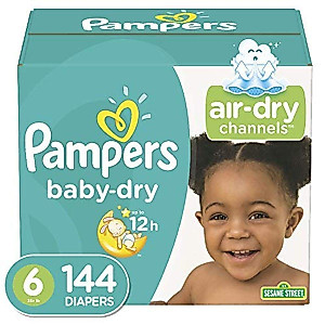 Diapers Size 6, 144 Count and Baby Wipes - Pampers Baby Dry Disposable Baby Diapers, ONE Month Supply with Pampers Complete Clean Scented Baby Wipes, 1152 Count