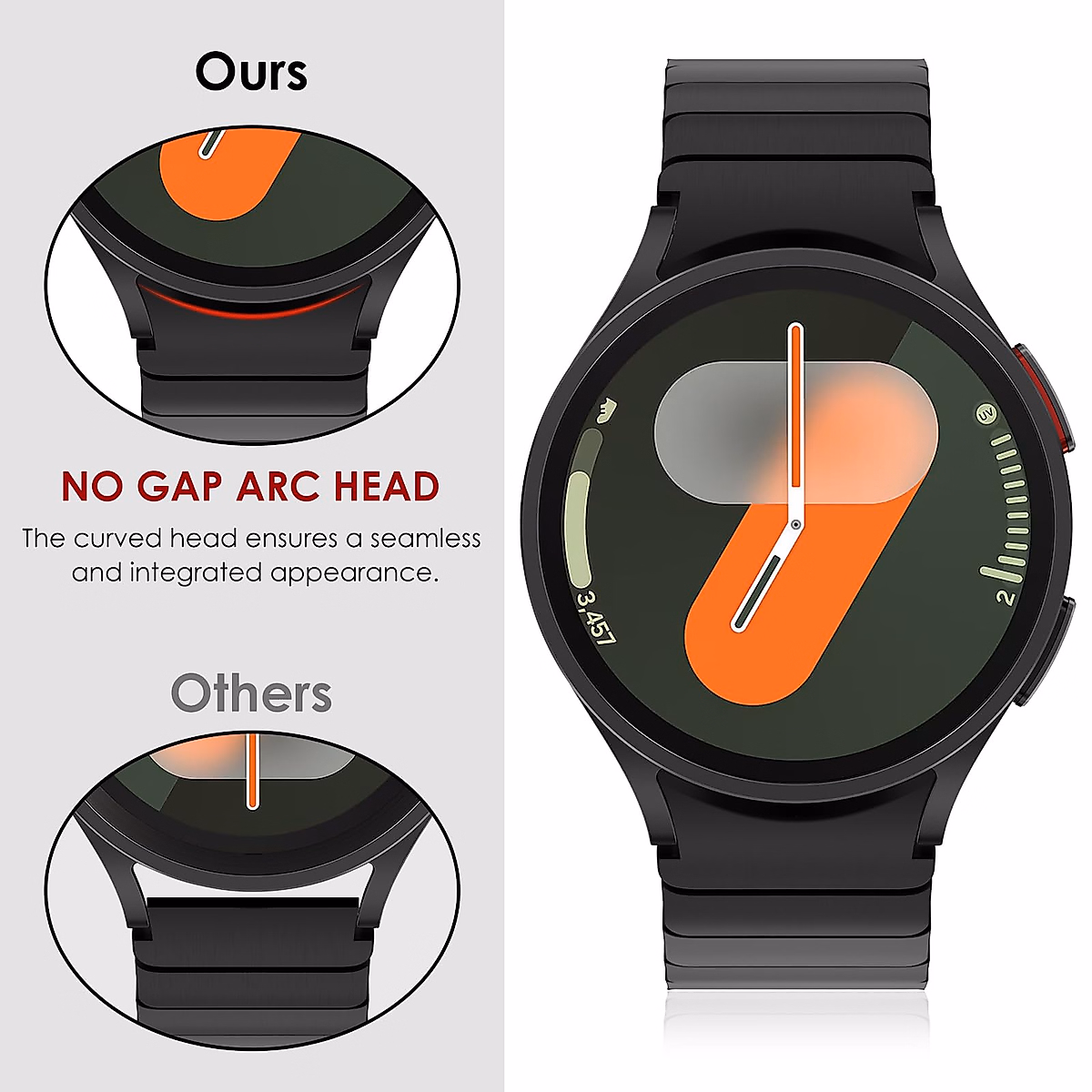 CHANCHY Stainless Steel Band for Samsung Galaxy Watch 7, No Gap Link Bracelet with Magnetic Clasp Metal Strap for Galaxy Watch 7 FE 6 5 4 Band 40mm 44mm 45mm 43mm 47mm 42mm 46mm for Men, Black