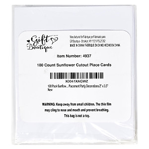 100 Pcs Fall Sunflower Place Cards Floral Yellow Sunflowers Name Card Wedding Table Setting Folded Tent Cards Baby Shower Party Dinner Placement