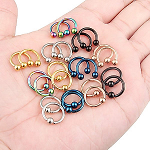 Kridzisw 14G Septum Ring Jewelry Surgical Stainless Steel Septum Nose Nostril Eyebrow Lip Belly Navel Smiley Ring Hoop Cartilage Helix Tragus Rook Daith Gauges Earring Piercing Jewelry Women Men 10mm