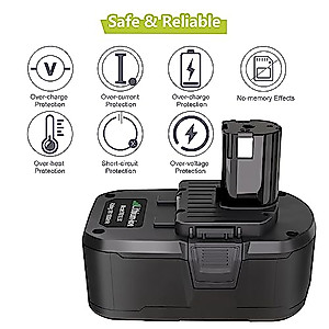 KUNLUN 2Pack 6.0Ah 18-Volt Replacement for Ryobi 18V Lithium Battery ONE+ Plus P108 P102 P103 P104 P105 P107 P109 P122 PBP005 RB18L50 Cordless Power Tools