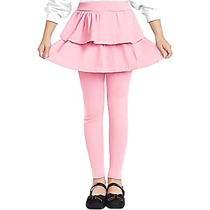 Witwot Girls Leggings with Skirt Toddler Tutu Pants Tights 5-6 Years Pink