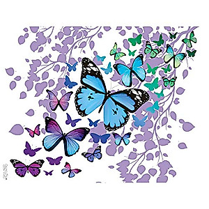 Tervis Plastic Blue Endless Butterfly Insulated Tumbler with Wrap and Turquoise Lid, 24oz, Clear