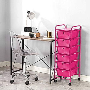 Urban Shop 6 Drawer Rolling Storage Cart, Pink