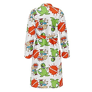 Nickelodeon Rugrats SUPER PLUSH Full-Length Long Sleeve Fleece Wrap Robe with Reptar, Tommy and Chuckie, One size Fits all