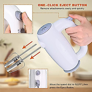 Gkcity Hand Mixer Electric Kitchen Aid Mixer Handheld Mixer 5 Speed Cake Mixer for Baking Cake Egg Cream Food Beater Mashed Potatoes Eject Button 2 Whisks/2 Beaters/2 Dough Hooks