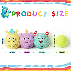 DKING 3Pack Squeaky Dog Balls,2 in1 Funny Puppy Ball Toys,Birthday Dog Toy for Small Medium Dogs (Monster Ball)