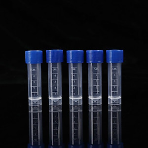 Yaphetss 24Pcs 5ml Plastic Test Tubes with Screw Caps Small Bottle Vial Storage Container Graduated Sample Bottles for Lab, Transparent, FBA-GUS0087638