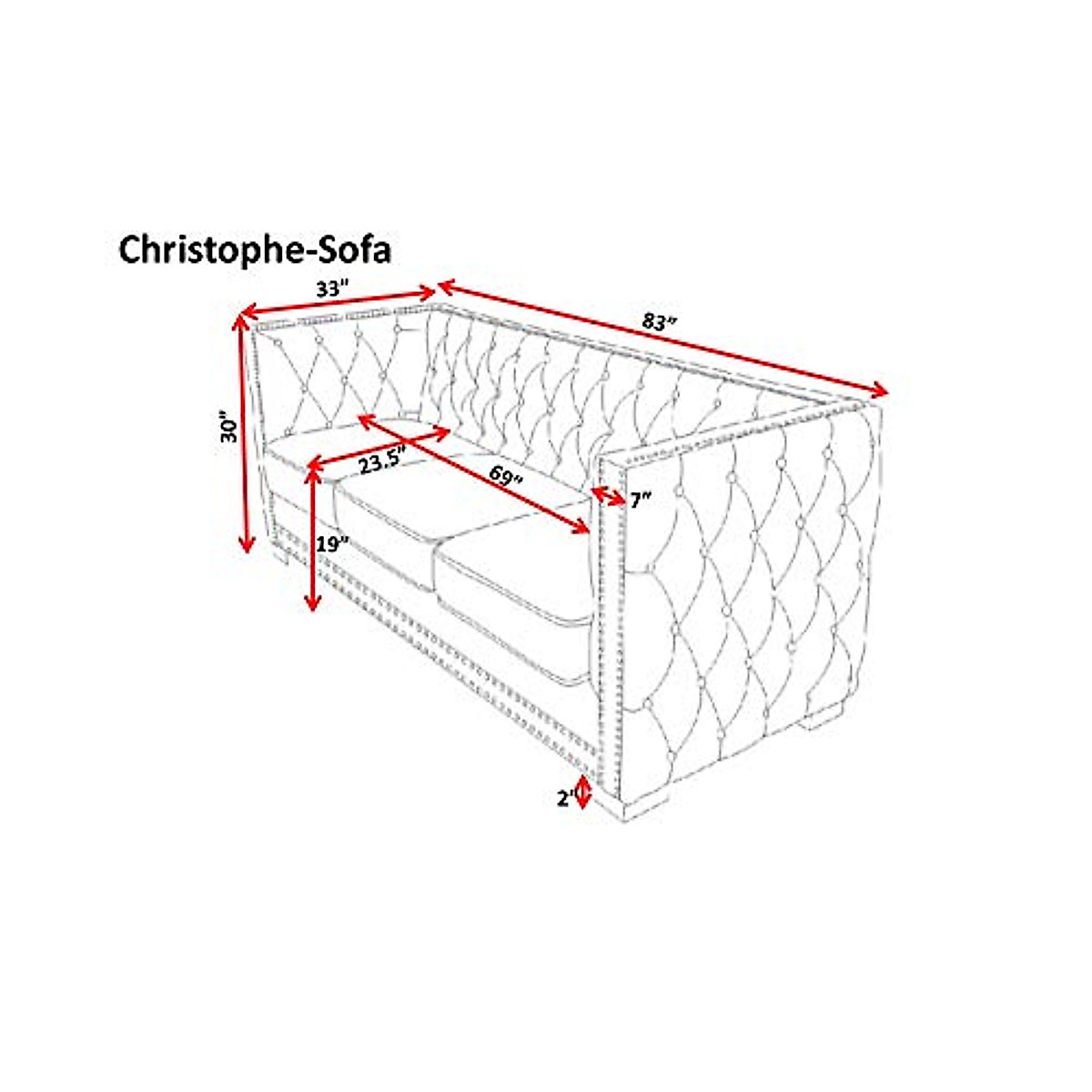 Iconic Home Christophe Sofa Velvet Upholstered Button Tufted Nailhead Trim Shelter Arm Design Silver Tone Metal Block Legs Modern Transitional, Pink