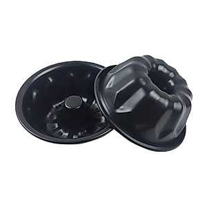 LoveDeal Pack of 4 Mini Fluted Tube Pan, 4 Inch Non-Stick Bakeware Set, Quick Release Coating, Bundt Cake Pans for Baking Cupcake, Muffin, Brownie, Pudding, Kugelhopf, Brownie - Black