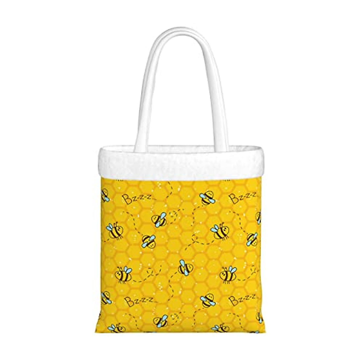 Ladies Women New Holiday Gift Fluffy Shoulder Bag Honey Bee Yellow Tote bags Purse Plush Handbag for Autumn and Winter