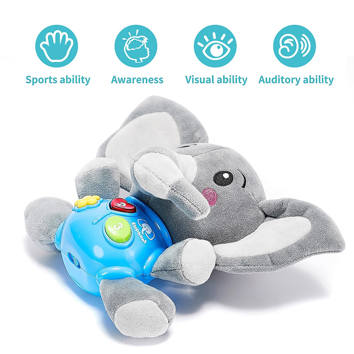 LITTLESMET Baby Musical Elephant Toys 0-6 Months, Newborn Girls Soft Plush Stuffed Animals Infant Toys for 0 1 3 6 9 12 18 Months 1 Year Old Toddlers Boy,Baby Light Up Toy Birthday Shower Gift