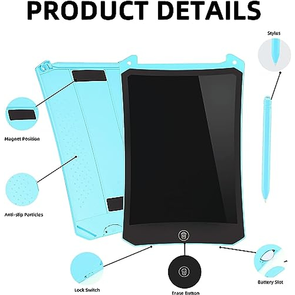 LCD Writing Tablet, 8.5 Inch Colorful Doodle Board Electronic Doodle Pad, Drawing Board Drawing Tablets for Kids, Educational Toys Birthday Gifts for Girls Boys Age 3-8 (Blue)