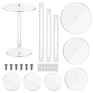 POMINEL Acrylic Cake Stand Set of 3, Clear Cake Stand Round Tall Cake Stand for Dessert Table Display Set, Cupcake Stand Dessert Cupcake Pastry Candy Display Riser for Wedding, Event, Birthday Party