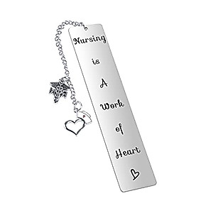 Nurse Bookmark Gift Nurse Graduation Gift Christmas Gifts Birthday Gifts Bookmark for Women Men (Nursing is a Work of Heart)