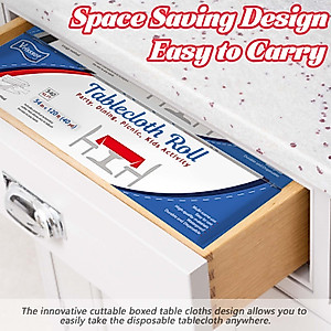 Vrisssot Red Table Cover Roll Disposable Tablecloth: 54in X 120ft Table Covers Plastic Table Cover Roll with Easy Slide Cutter Red Table Covers for Parties Disposable-Red