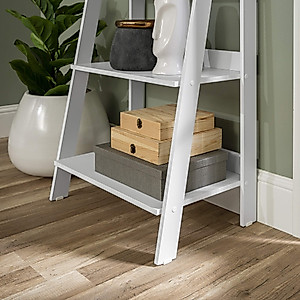 Walker Edison Sophia Modern 4 Shelf Ladder Bookcase , 55 Inch, White