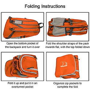 Packable Lightweight Hiking Backpack,Oliomp-35L Waterproof Foldable Travel Backpack Suitable for men and women camping outdoor hiking and cycling.(Orange)