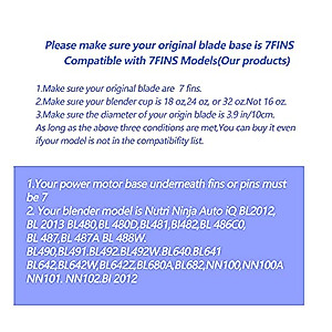 1-pack Extractor Blade Assembly 7 Fins Ninja Blender Blade Ninja Blender Replacement Parts Compatible with Ninja Blenders Auto iQ BL480 BL482 BL642 BL682 NN102