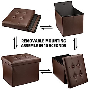 Hamgtrion Ottoman Storage Ottoman Folding Ottomans Footrest Storage Ottoman Small Footstool Rectangle Bench Cube for Room Living Room Bedroom Brown L17W13H13inches