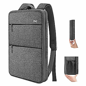 Slim & Expandable Laptop Backpack 15 15.6 16 Inch Sleeve with USB Port, Spill-Resistant Notebooks Bag Case for Most 14-16 Inch MacBooks Surface-Books Dell HP Lenovo Asus Computers, Dark Gray