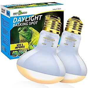 REPTI ZOO 2 Pack 100W Reptile Neodymium Daylight Basking Spot Lamp UVA Bulb Reptile Heat Lamp for Amphibian Lizard Tortoise Bearded Dragon Hedgehogs