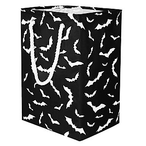 Halloween Bat Black Laundry Hamper, 78L Large Collapsible Tall Laundry Basket Waterproof Dirty Clothes Bag with Cotton Ropes Handles Washing Storage Bin for Clothes, Toys, Nursery, Bedroom, Bathroom,