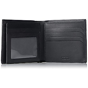 TUMI Nassau Global Center Flip Passcase Wallet with RFID Lock for Men - Fitted with 2 Cash Sleeves Sized for International Currencies - Black Texture