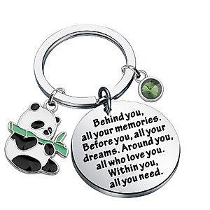 FEELMEM Animal Panda Bear Jewelry Behind You All Your Memories Panda Charm Keychain Spirit Animal Gift Panda Lovers Gift for Friends (Panda-ky)