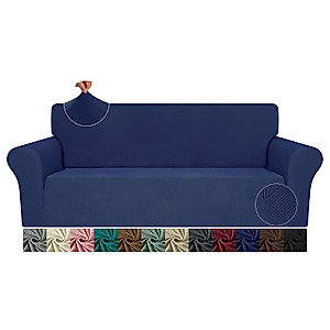 JIVINER Oversized Sofa Slipcover, Stretch 1 Piece Large Couch Covers for 3 Cushion Couch Jacquard Washable Sofa Covers with Elastic Bottom Pet Friendly Slipcovers (XL Sofa, Navy Blue)