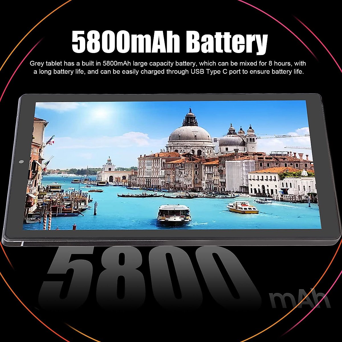 10.1 Inch Android11 Tablet, 2K IPS Touch Sreen, Octa Core Processor, 6G RAM 256G ROM, 5+13MP Dual Camera, 2.4G/5G WiFi, BT 5.0, GSM Calling Tablet, 5800mAh Battery