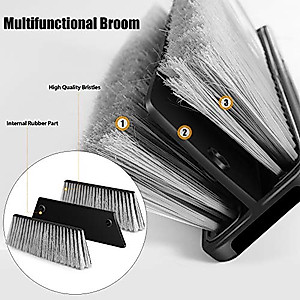 MASTERTOP Upgrade 24" Push Broom & 12" Broom Head, Floor Scrub Brush, Garage Heavy Duty Broom with Stiff Bristles, 57.6 inch Stainless Steel Long Handle, Yard Patio Decks Cleaning